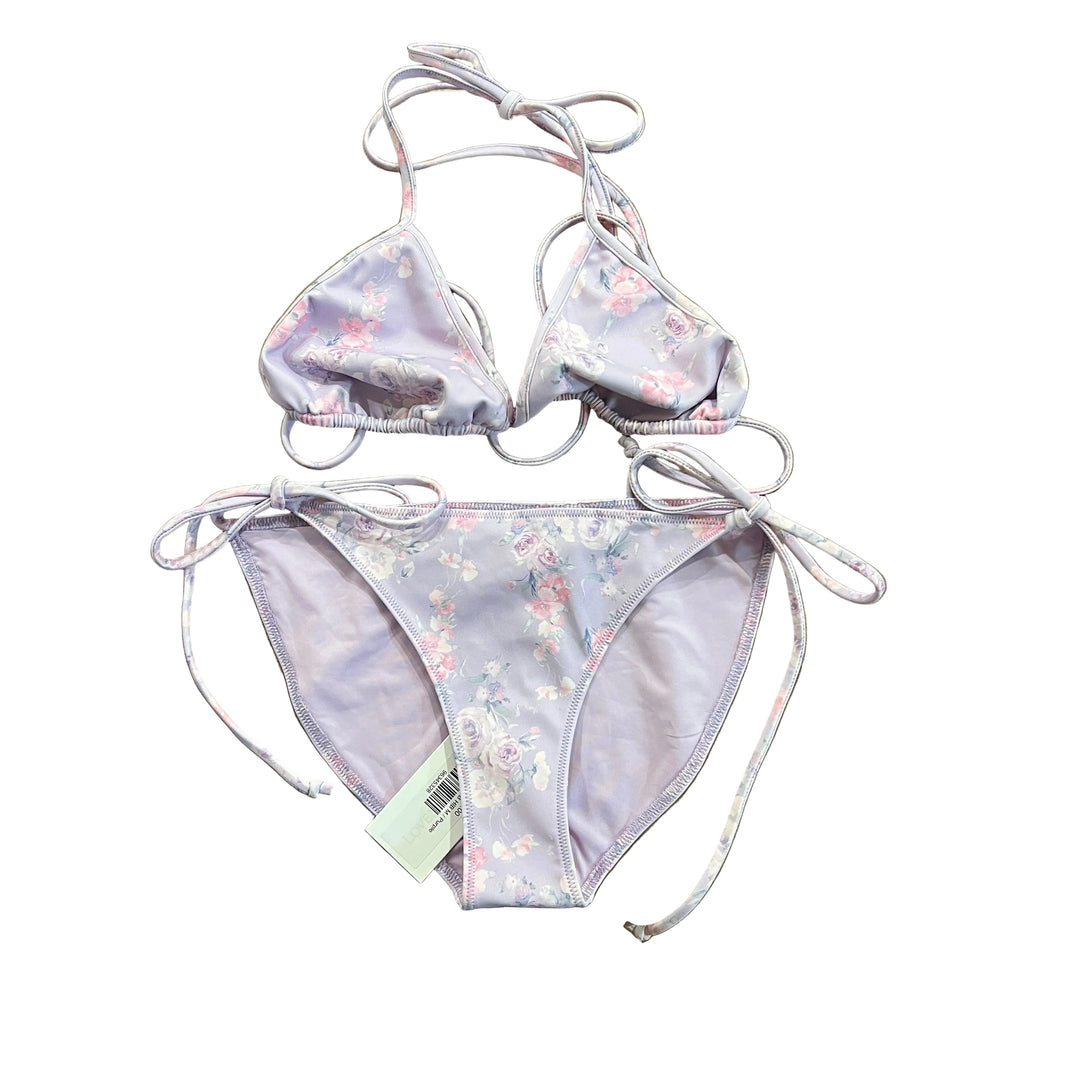 Love Shack Fancy Harbor Floral Triangle Bikini - Hibiscus | Skorzie